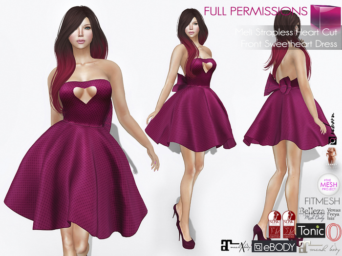 Second Life Marketplace - Full Perm Strapless Heart Shape Cut Front ...