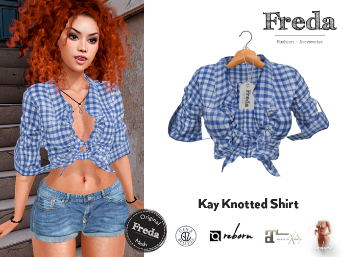 Second Life Marketplace - "Freda" Kay Knotted Classical Shirt Blue ...