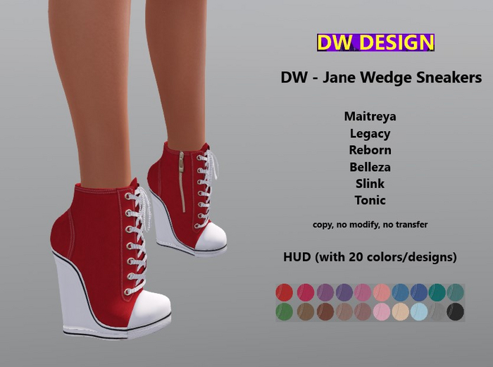Second Life Marketplace - DEMO DW - Jane Wedge Sneakers