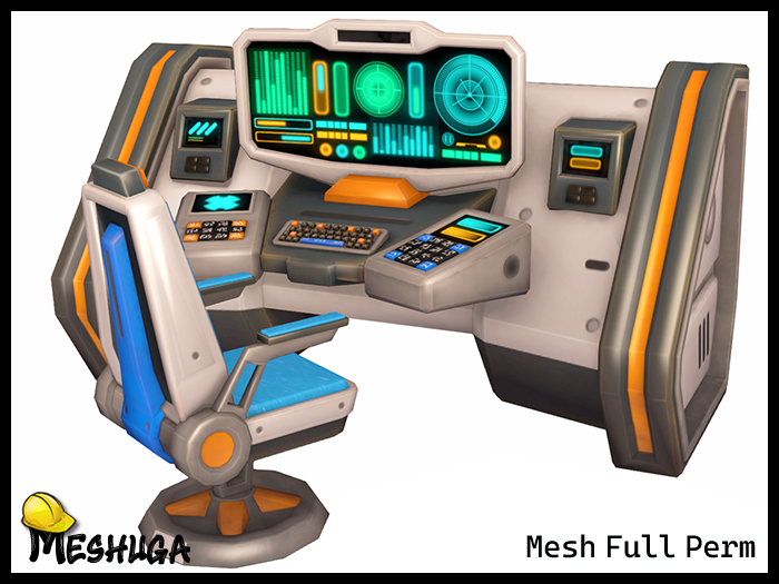 Second Life Marketplace - Meshuga Sci-Fi Console & Chair FULL PERM MESH