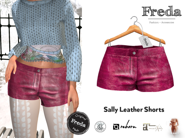 Second Life Marketplace - "Freda" Sally Shorts Leather Magenta Pink ...