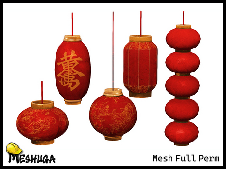 Second Life Marketplace - Meshuga Chinese New Year Lantern Pack FULL ...