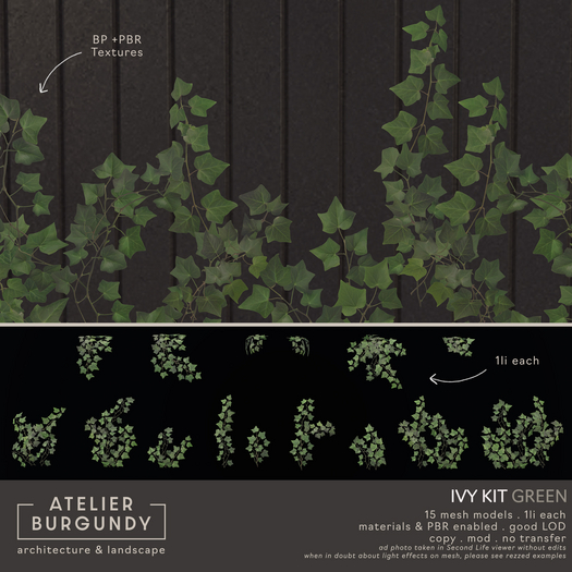 Second Life Marketplace - Ivy Kit . Green _ Materials + PBR