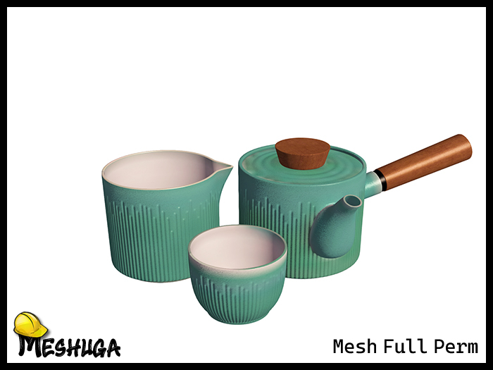 Second Life Marketplace - Meshuga Asian Kyusu Tea Set FULL PERM MESH