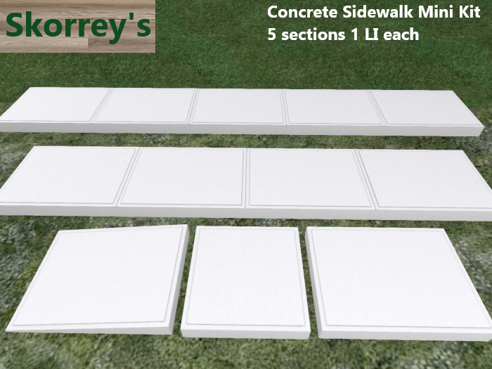 Second Life Marketplace - 1 LI eac Mesh Mini Concrete sidewalk kit White