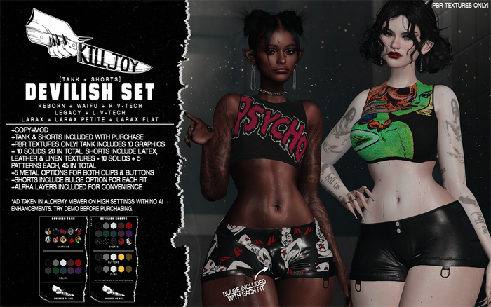 Second Life Marketplace - KILLJOY Devilish Set REBORN V-TECH [PBR Only]