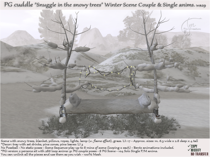 Second Life Marketplace - Winter Cuddle Snuggle in the snowy trees ...