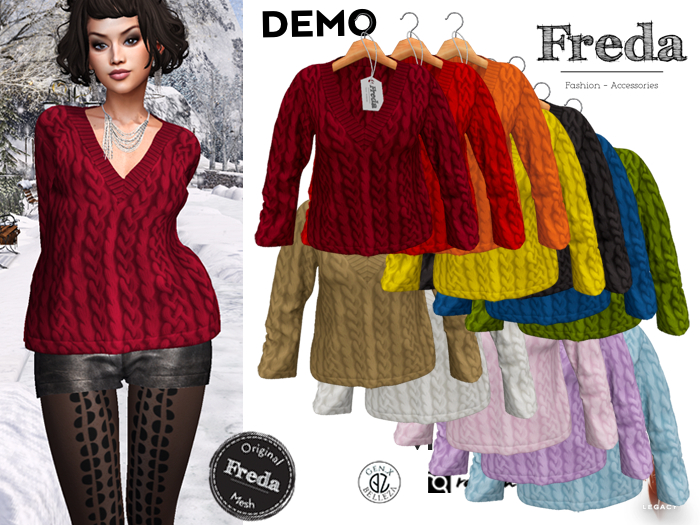 Second Life Marketplace - "Freda" DEMO Viola Sweater Cable Knit, Soft ...