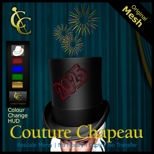 Second Life Marketplace - CC 2025 Fireworks Top Hat BOXED - ADD