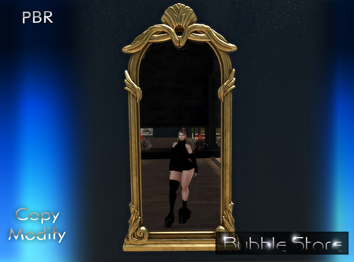 Second Life Marketplace - Bubble - Gold Antique Mirror PBR