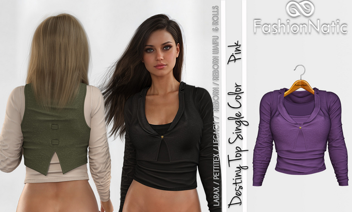 Second Life Marketplace - LaraX Top Mauve Destiny - Reborn, Waifu ...