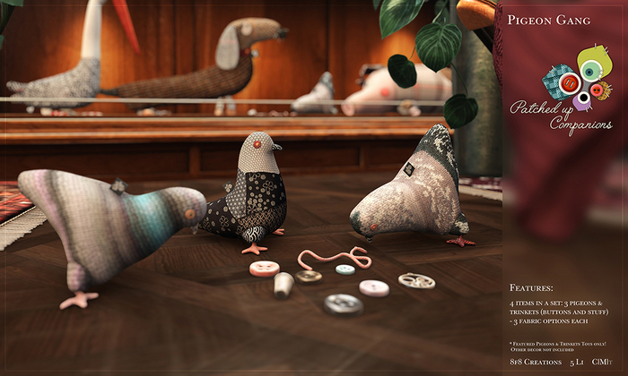 Second Life Marketplace - 8f8 - Patched Up Companions - Pigeon Gang