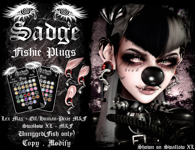 Second Life Marketplace - Sadge Fishie Plugs - Lex Max & Swallow XL M&F ...