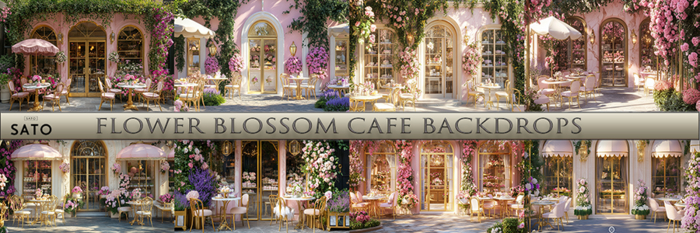 Second Life Marketplace - SATO - Flower Blossom Cafe backdrops (UNPACK)