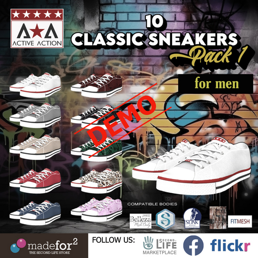 Second Life Marketplace - Sneakers *** Active Action *** for men Pack 1 ...