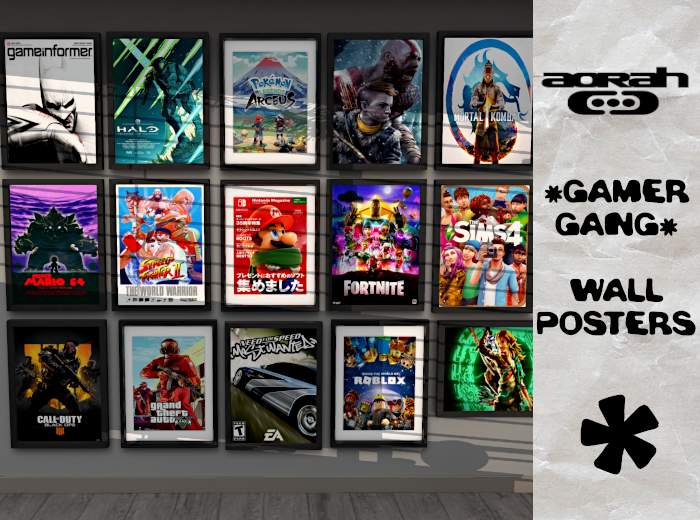 Second Life Marketplace - "AORAH" - "GAMER GANG" Posters (FATPACK)