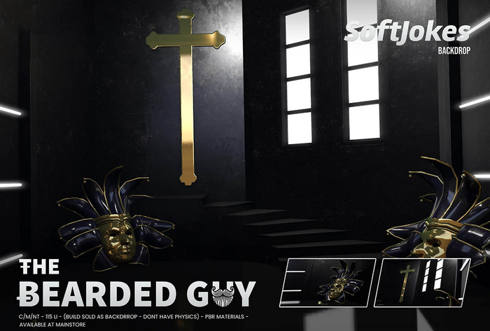 Second Life Marketplace - Soft Jokes Backdrop PBR - The Bearded Guy