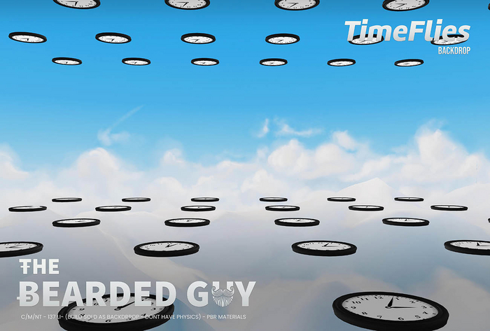 Second Life Marketplace - Time Flies Backdrop PBR - The Bearded Guy