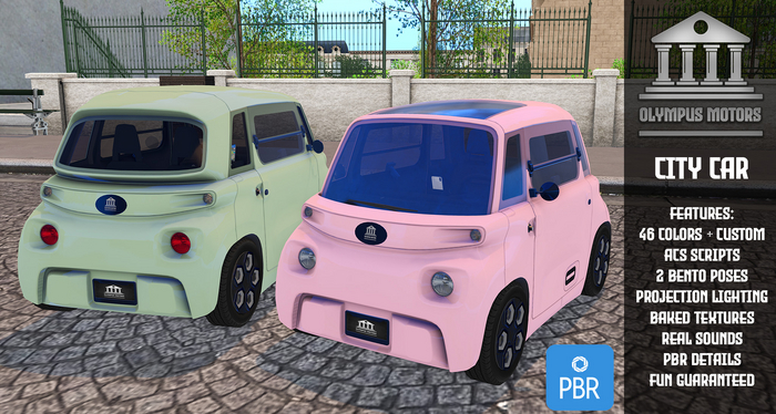 Second Life Marketplace - Olympus Motors | City Car in 46+ colors