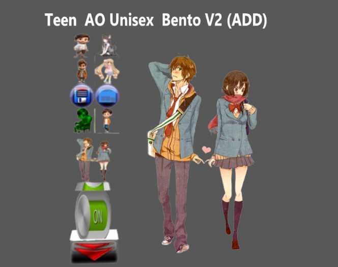 Second Life Marketplace - Teen AO Unisex Bento V2 (ADD)