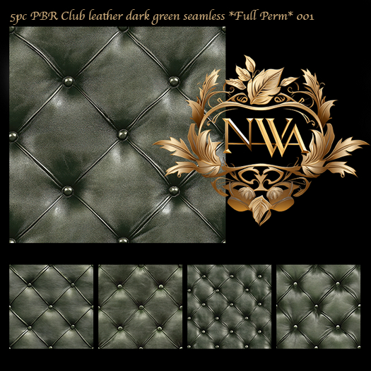 Second Life Marketplace - 5pc PBR Club leather dark green texture ...