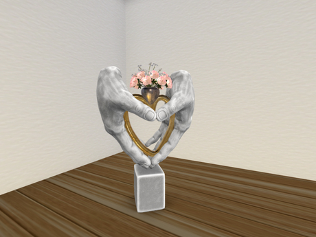 Second Life Marketplace - Hands with Heart and Pink Roses - Gold
