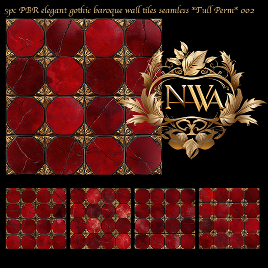 Second Life Marketplace - 5pc PBR elegant gothic baroque wall tiles ...