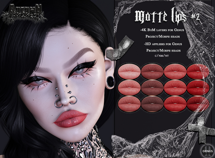 Second Life Marketplace - AUTUMN-MATTE LIPS #2 GENUS APPLIER REGULAR/4K