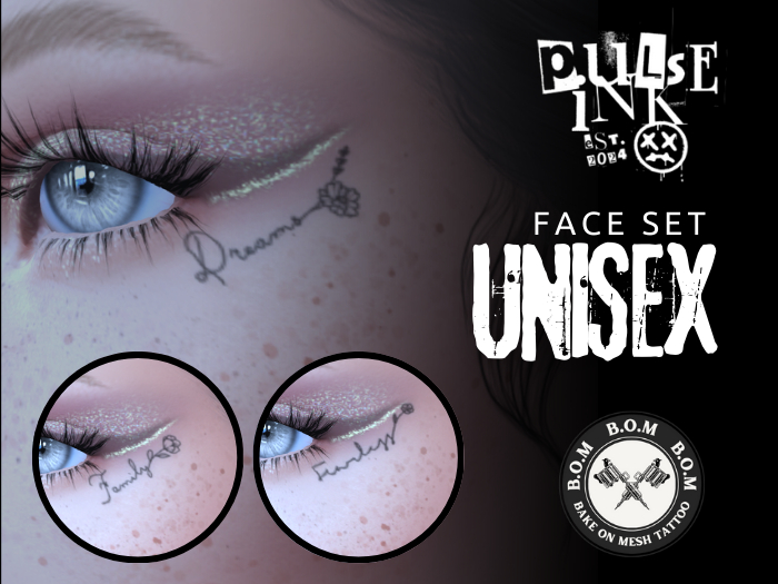 Second Life Marketplace - Pulse Ink : Face Tattoos: Dream, Family ...