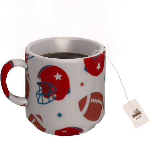 Second Life Marketplace - RED FOOTBALL Coffee Tea Cinnamon Roll Set (Boxed)