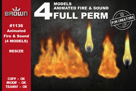 Second Life Marketplace - 1136 Animated Fire & Sound (4 MODELS) FULL PERM