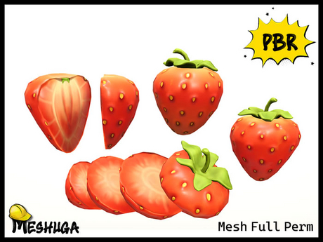 Second Life Marketplace - Meshuga PBR Strawberry Pack FULL PERM MESH