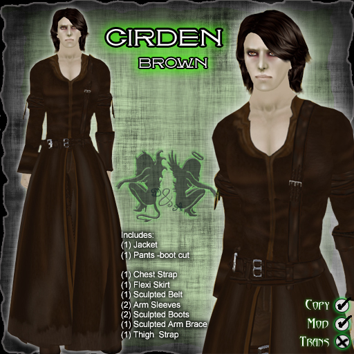 Second Life Marketplace Cirden Mens Fantasy Mercenary Outfit Brown