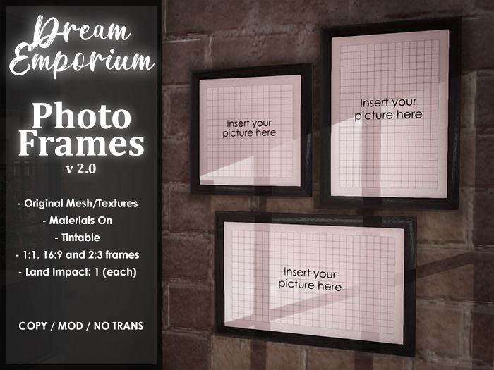 Second Life Marketplace - [Dream Emporium] Photo Frames