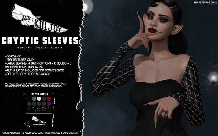 Second Life Marketplace - KILLJOY Cryptic Sleeves REBORN [PBR Only]