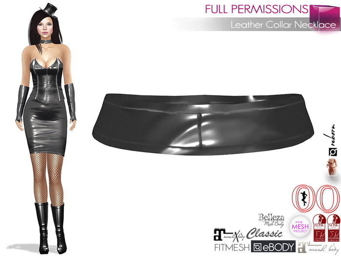 Second Life Marketplace - Full Perm Female Leather Collar Necklace ...