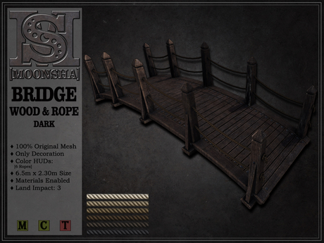 Second Life Marketplace - [MoonSha] Bridge Wood & Chain - Dark [DECOR]
