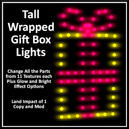 Second Life Marketplace - Ever Green - Tall Wrapped Gift Box Lights