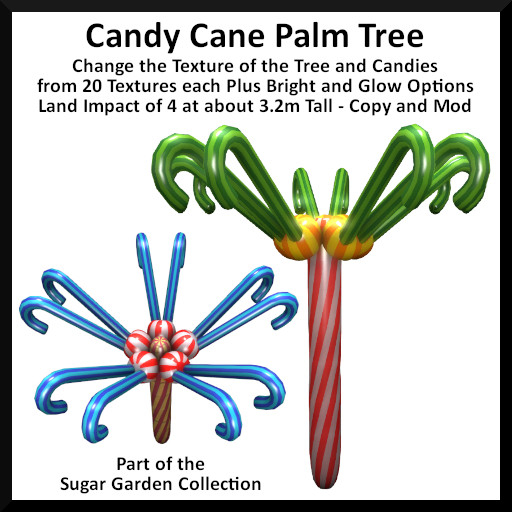 Second Life Marketplace - Ever Green - Sugar Garden - Candy Cane Palm Tree