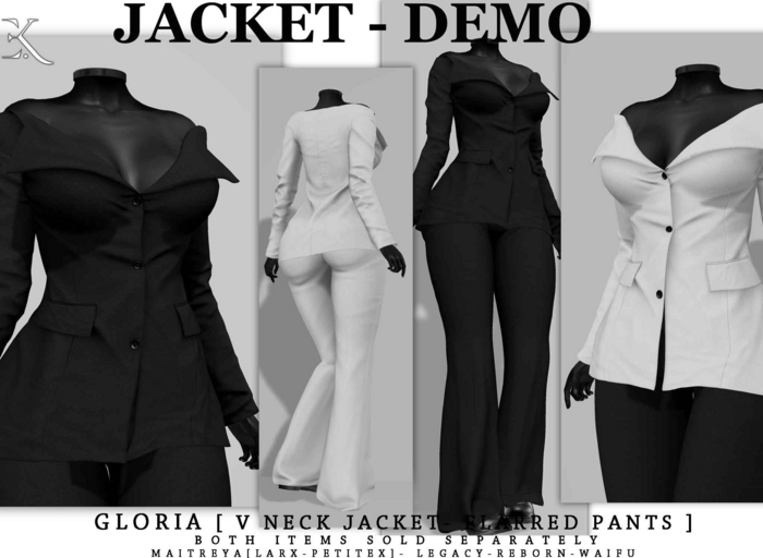 Second Life Marketplace - E.K - Gloria V neck Jacket - DEMO {ADD - ME }