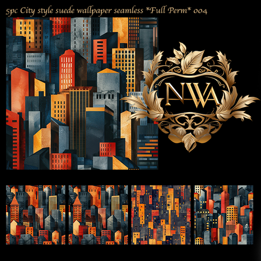 Second Life Marketplace - 5pc 3D cityscape suede wallpaper seamless ...