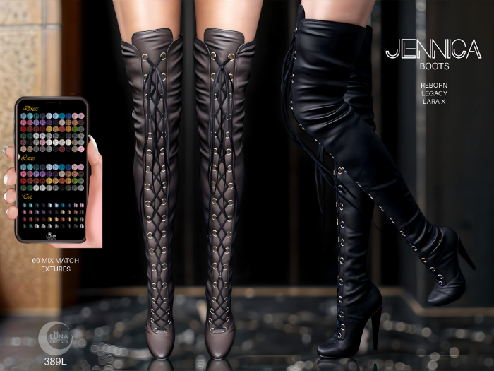 Second Life Marketplace - ️, Jennica Thigh High Boots, 60 mix match ...