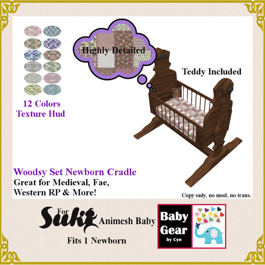 Second Life Marketplace - Suki Animesh Baby - Woodsy Cradle (Box)