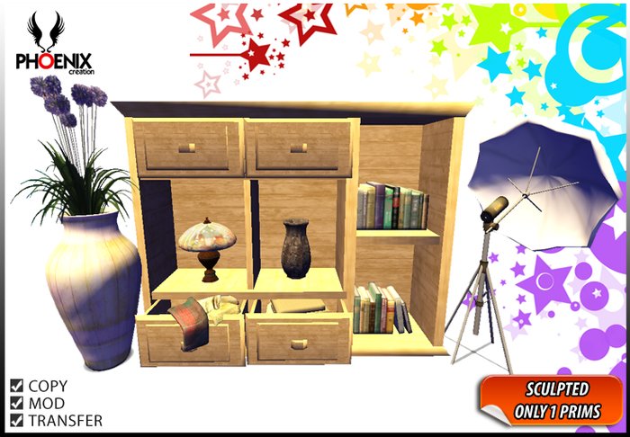 Second Life Marketplace - Phoenix-[P] furniture credence with drawser box