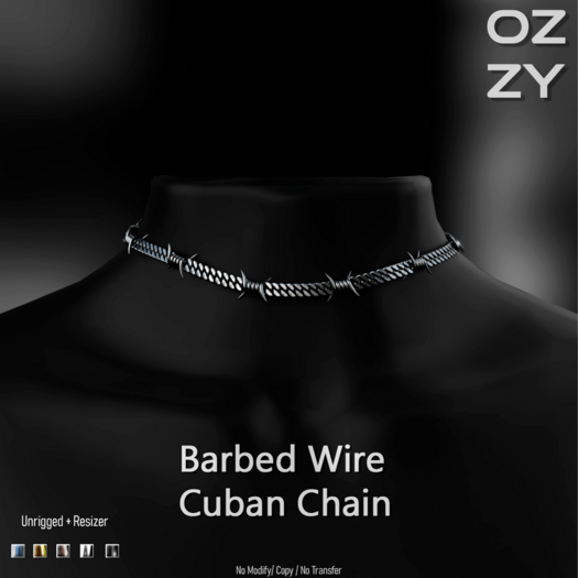 Second Life Marketplace - OZZY - Barbed Wire Cuban Chain - FATPACK