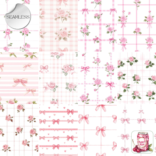 Second Life Marketplace - Coquette Bows and Roses Seamless Textures ...