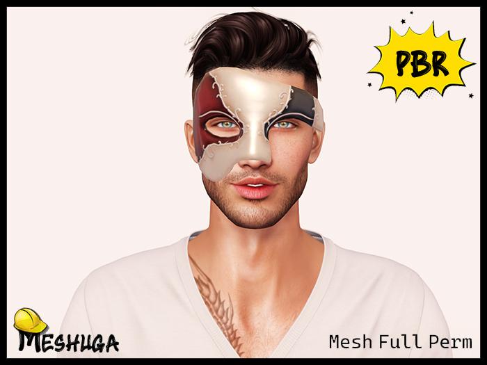 Second Life Marketplace - Meshuga PBR Venetian Carnival Half Face Mask ...