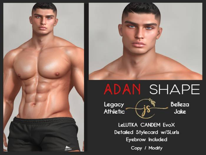 Second Life Marketplace - .:JS:. ADAN SHAPE (LeLUTKA CAMDEN EvoX)