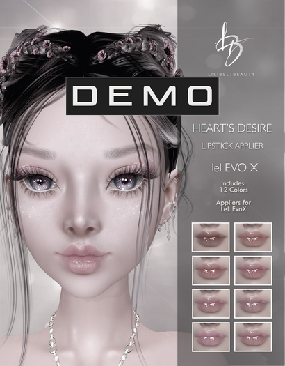 Second Life Marketplace - LB - Heart's Desire Lipsticks Applier [LeL] DEMO