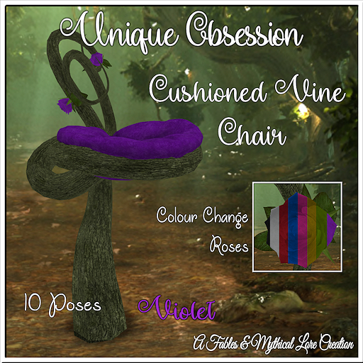 Second Life Marketplace - [UO]-Cushioned Vine Chair-VIOLET